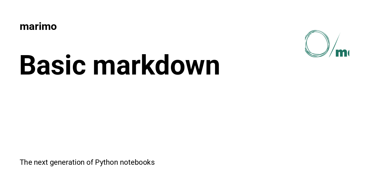 Basic markdown - marimo