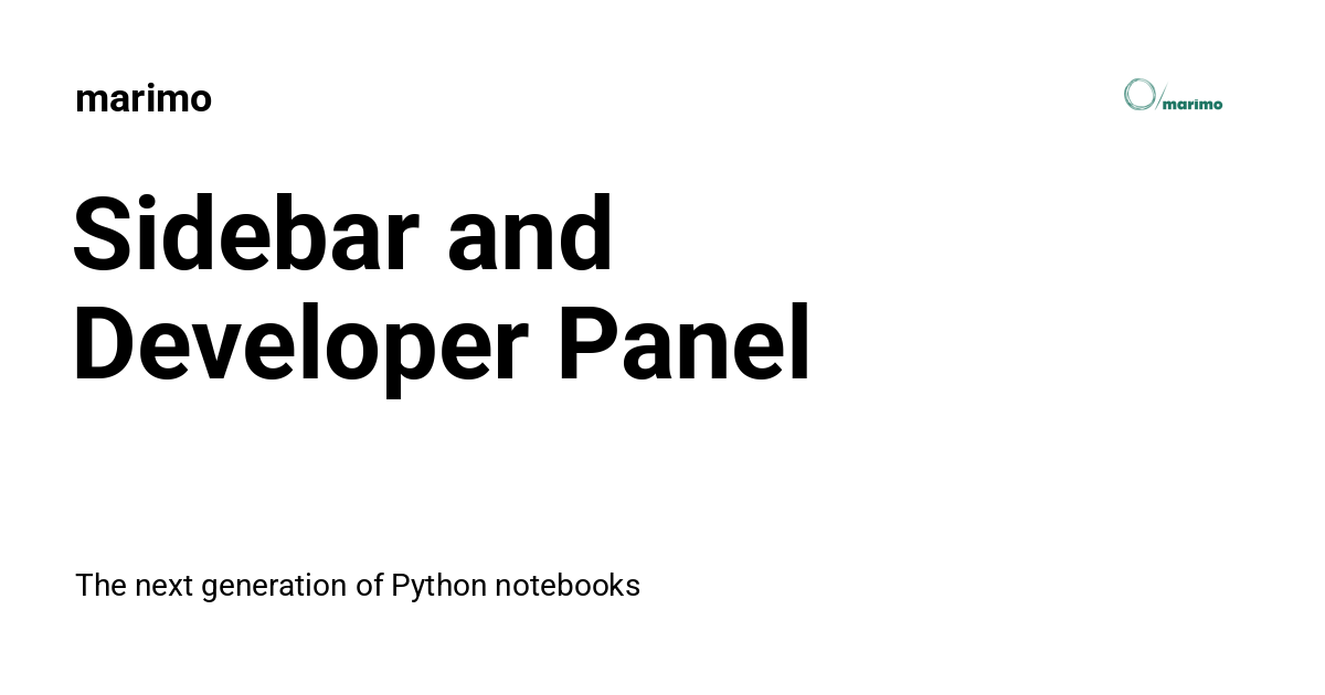 Sidebar and Developer Panel - marimo