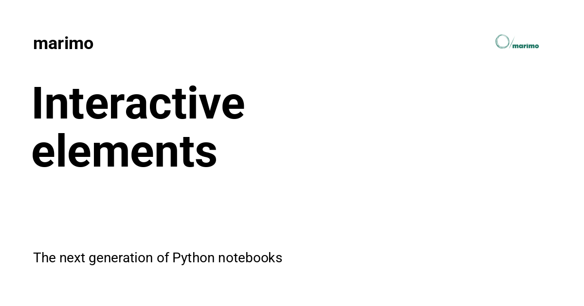 Interactive elements - marimo